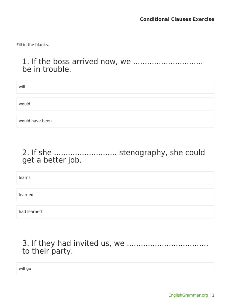 Conditional Clauses Exercise | PDF | Determinants Of Health