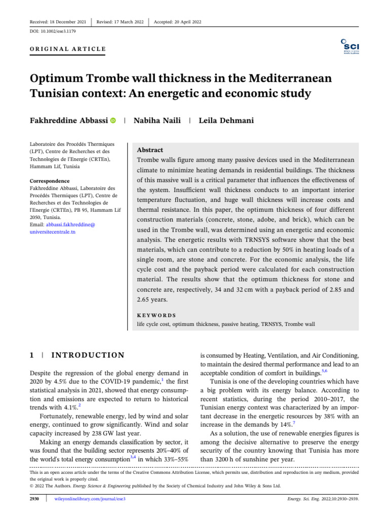 Optimal Trombe Wall Thickness Study | PDF | Thermal Conduction | Heat ...