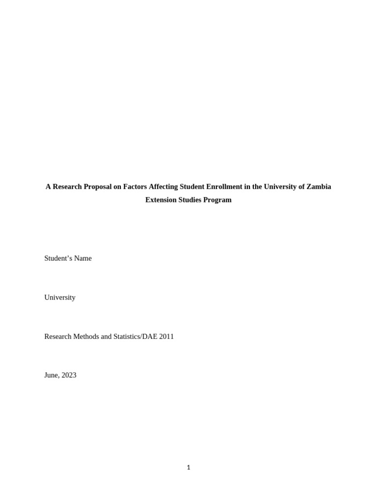 A Research Proposal On Factors Affecting Student Enrollment in The ...
