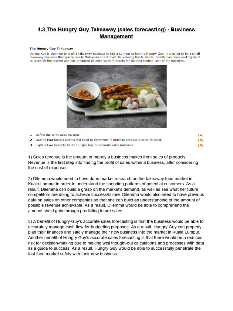 4.3 The Hungry Guy Takeaway (Sales Forecasting) - Business Management ...