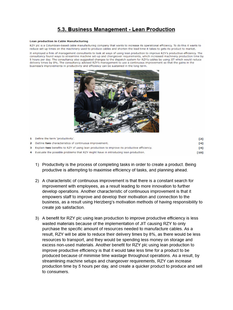 5.3. Business Management - Lean Production | PDF | Lean Manufacturing ...