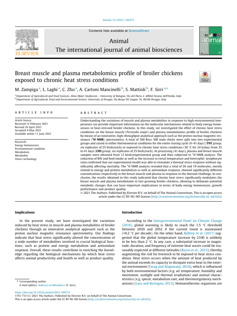 Breast Muscle and Plasma Metabolomics Profile of Broiler Chickens ...
