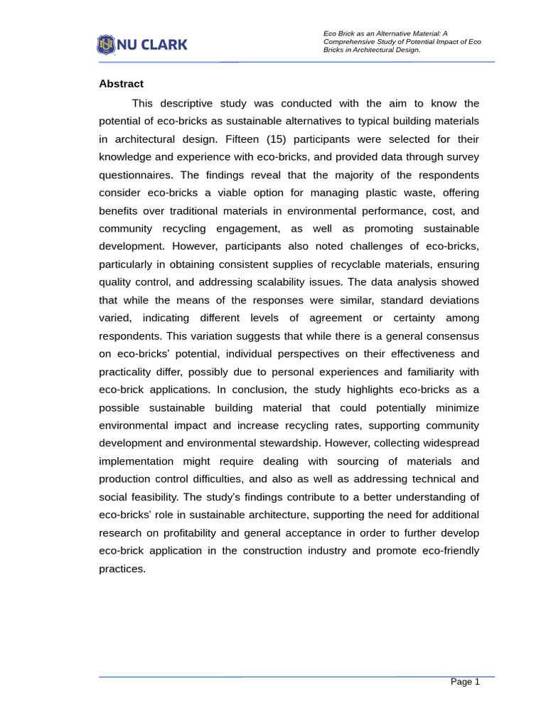 Eco Bricks Research Final | PDF | Survey Methodology | Likert Scale