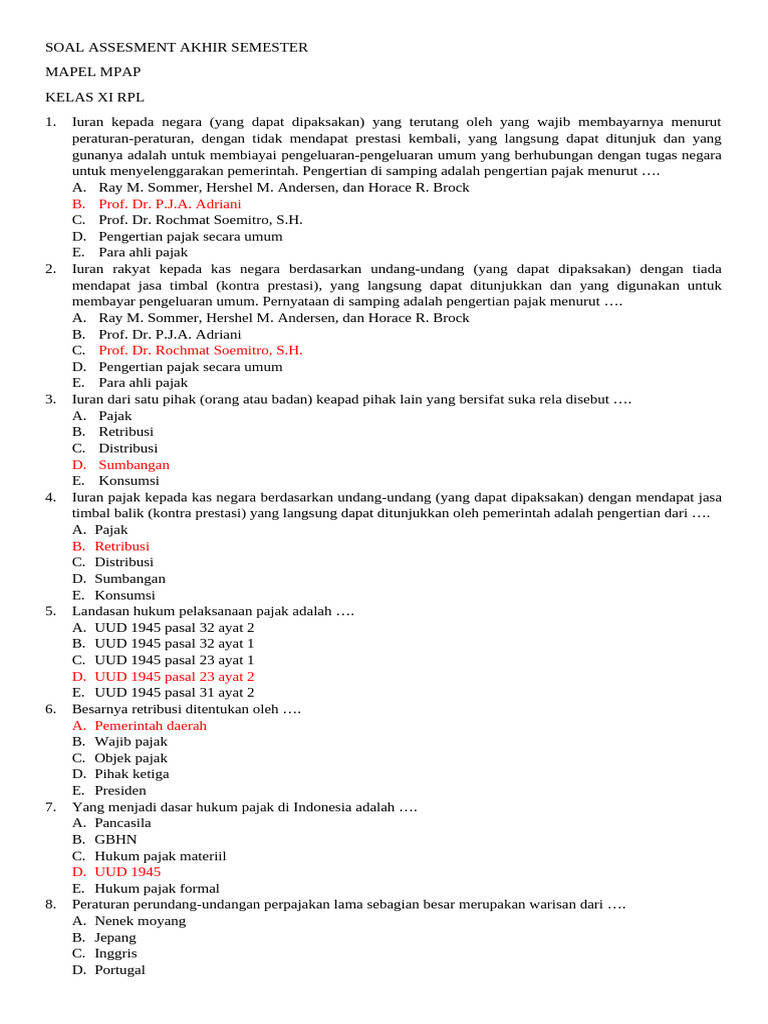 SOAL ASSESMENT Mpap Xi RPL | PDF