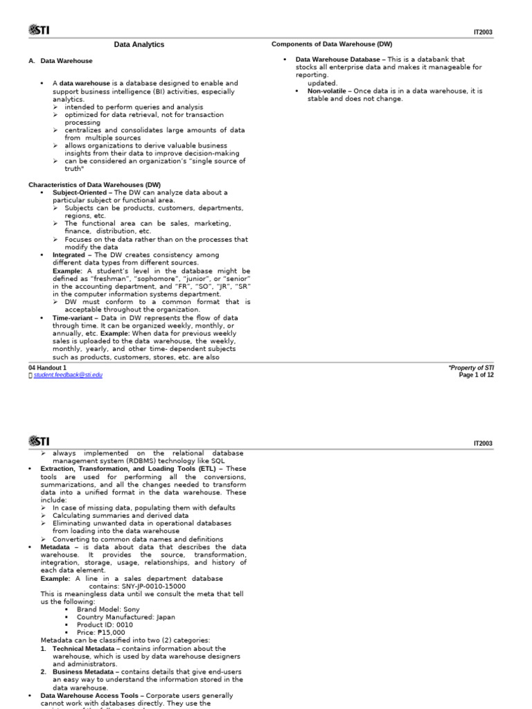 04_Handout_1(2) | PDF | Data Warehouse | Databases