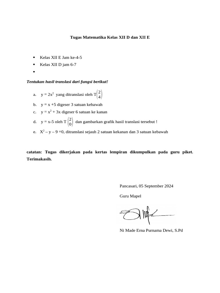 Tugas Matematika Kelas XII D Dan XII E | PDF