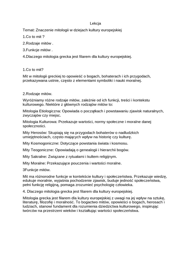 Mitologia Temat 1 | PDF