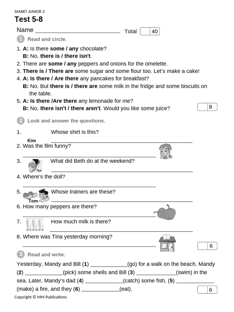 Smart Junior 3 Tests 5-8 Overview | PDF | Foods | Cuisine