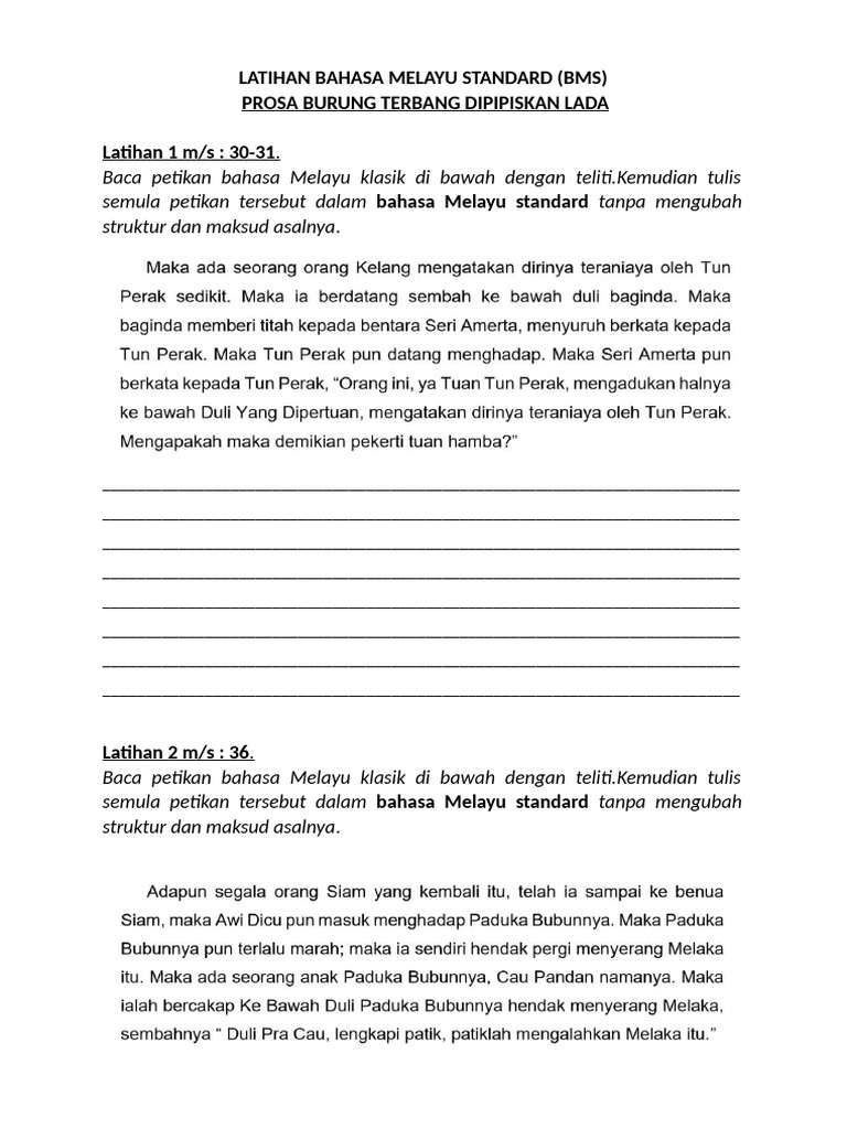 Latihan Bahasa Melayu Standard Tingkatan 5 | PDF | Kajian Bahasa Asing | Komputer