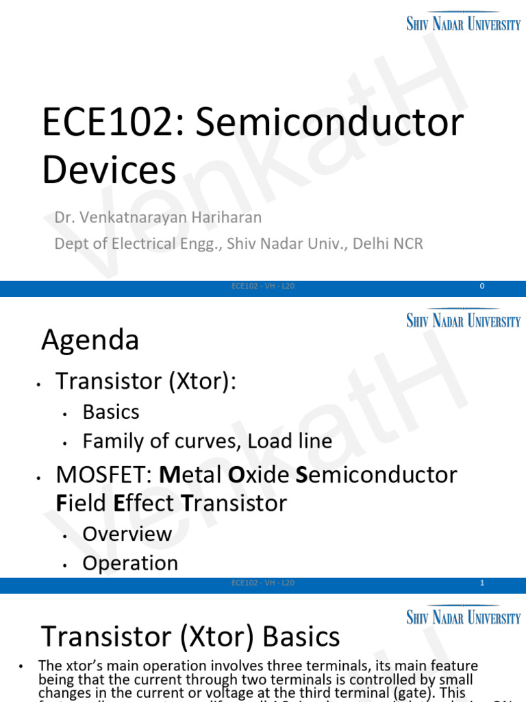 ECE102 SemiconDevL20 XtorBasics Mosfets | PDF | Field Effect Transistor | Mosfet