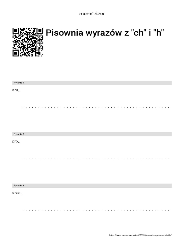 Pisownia Wyrazów Z - CH - I - H - ROZWIĄŻ | PDF