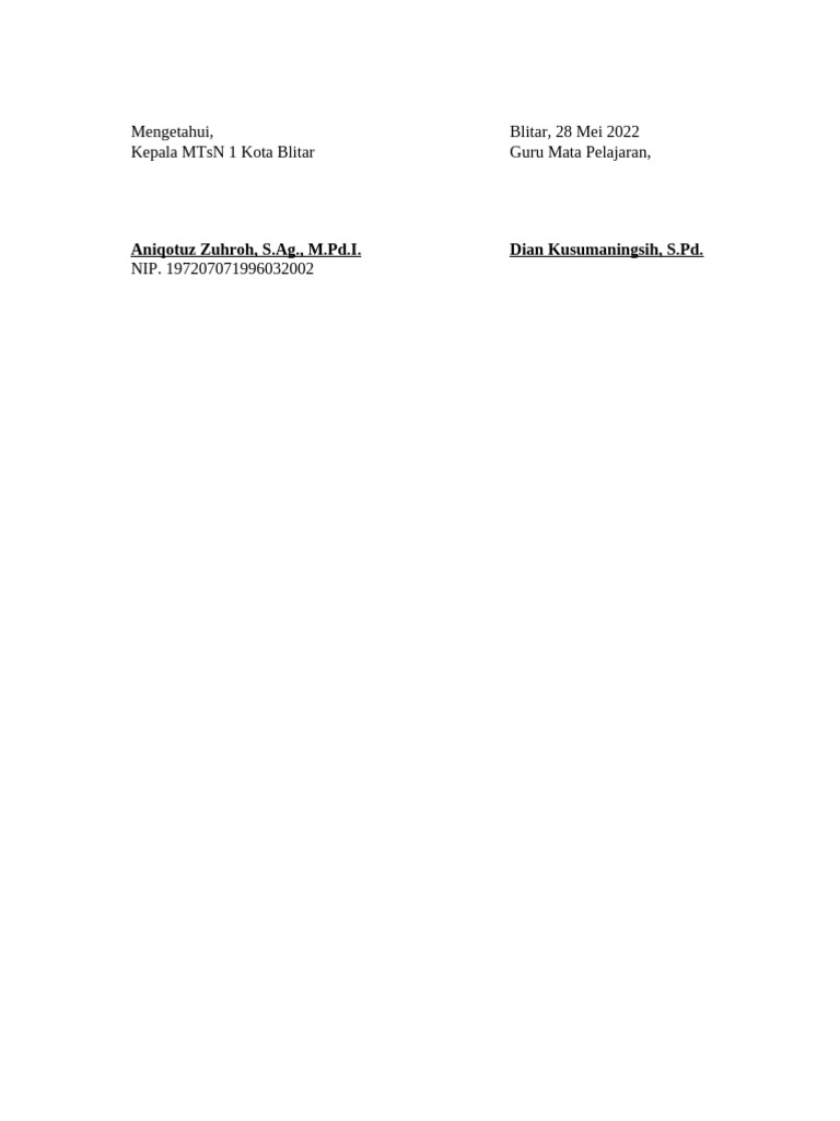 Mengetahui TTD Bu Aniq | PDF