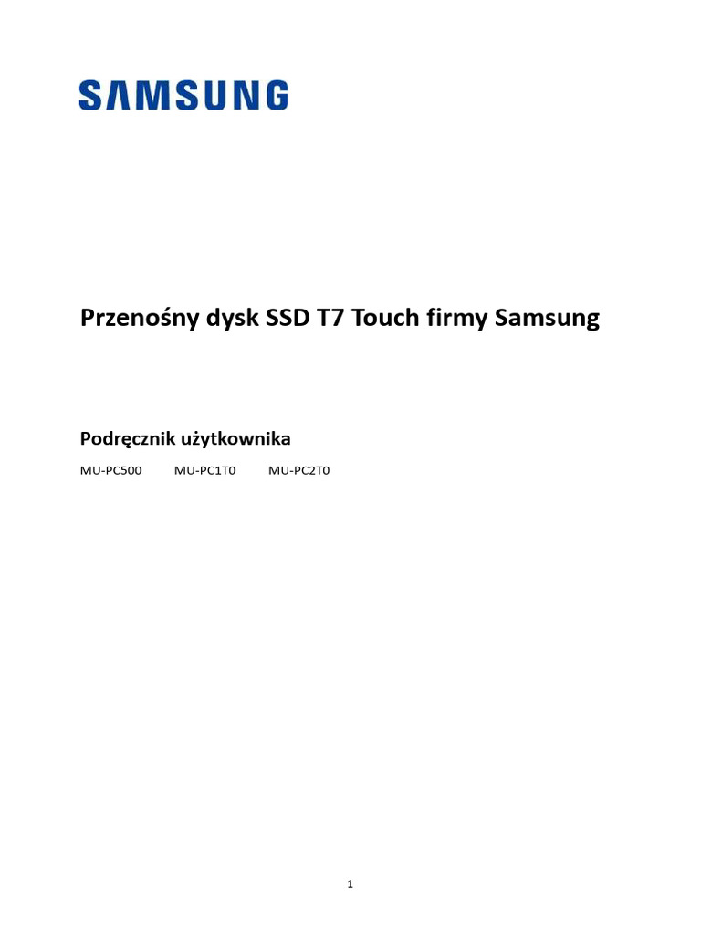 Instrukja Obslugi SAMSUNG Portable T7 | PDF