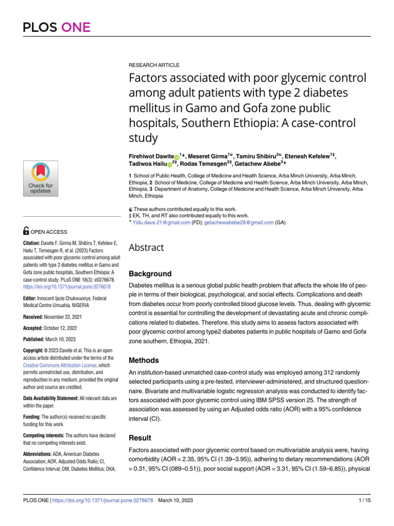 Factors Poor Glycemic Control | PDF | Diabetes | Diabetes Management