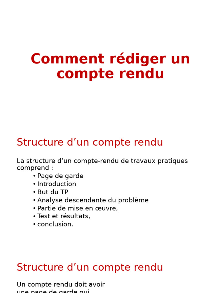 Comment Rã© Diger Un Compte Rendu | PDF