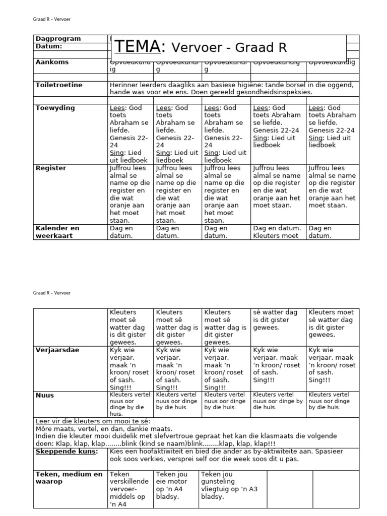 Week 21 Beplanning | PDF