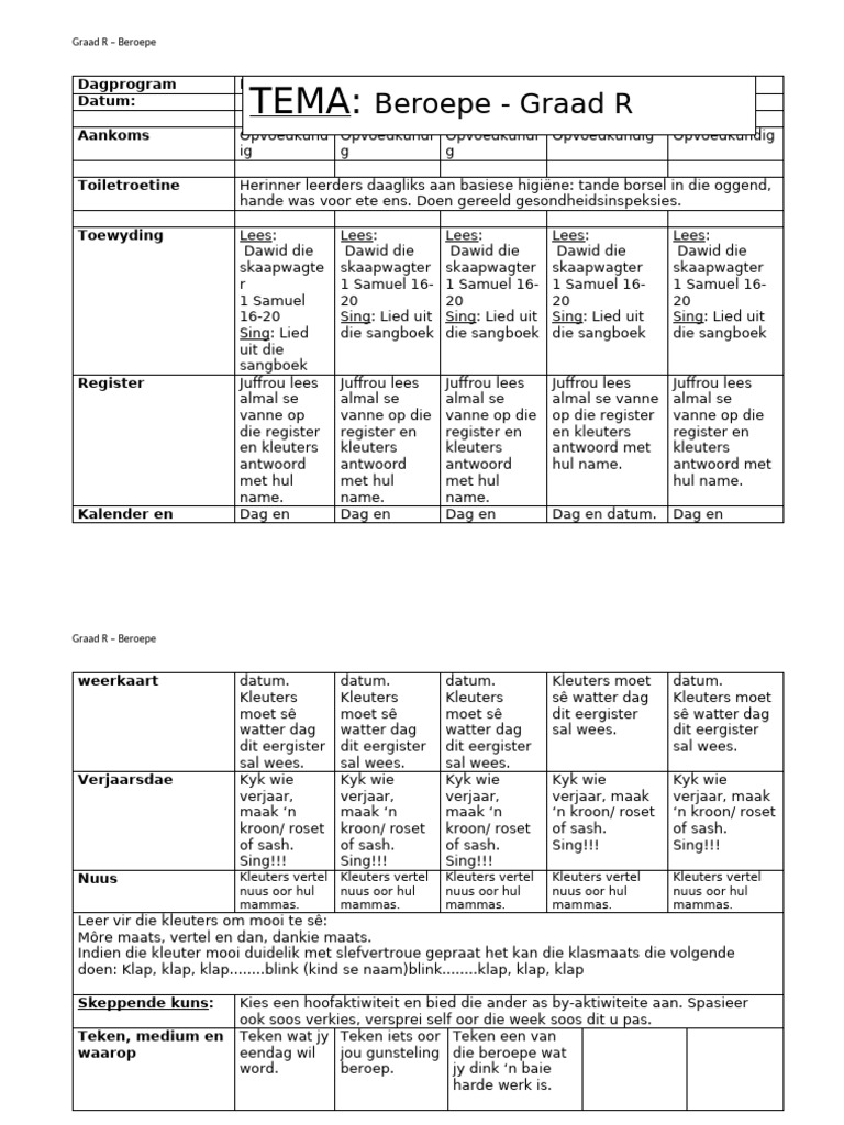 Week 23 Beplanning | PDF