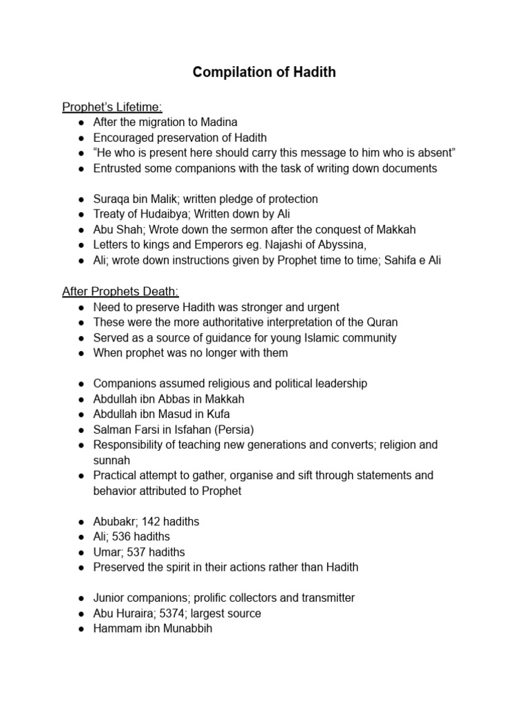 Compilation of Hadith | PDF