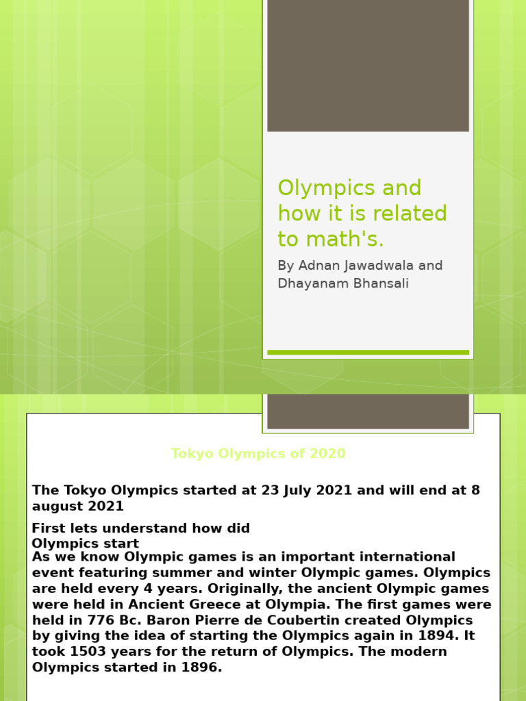 Olympics and How It Is Related To Math's | PDF | Olympic Games | Sports ...