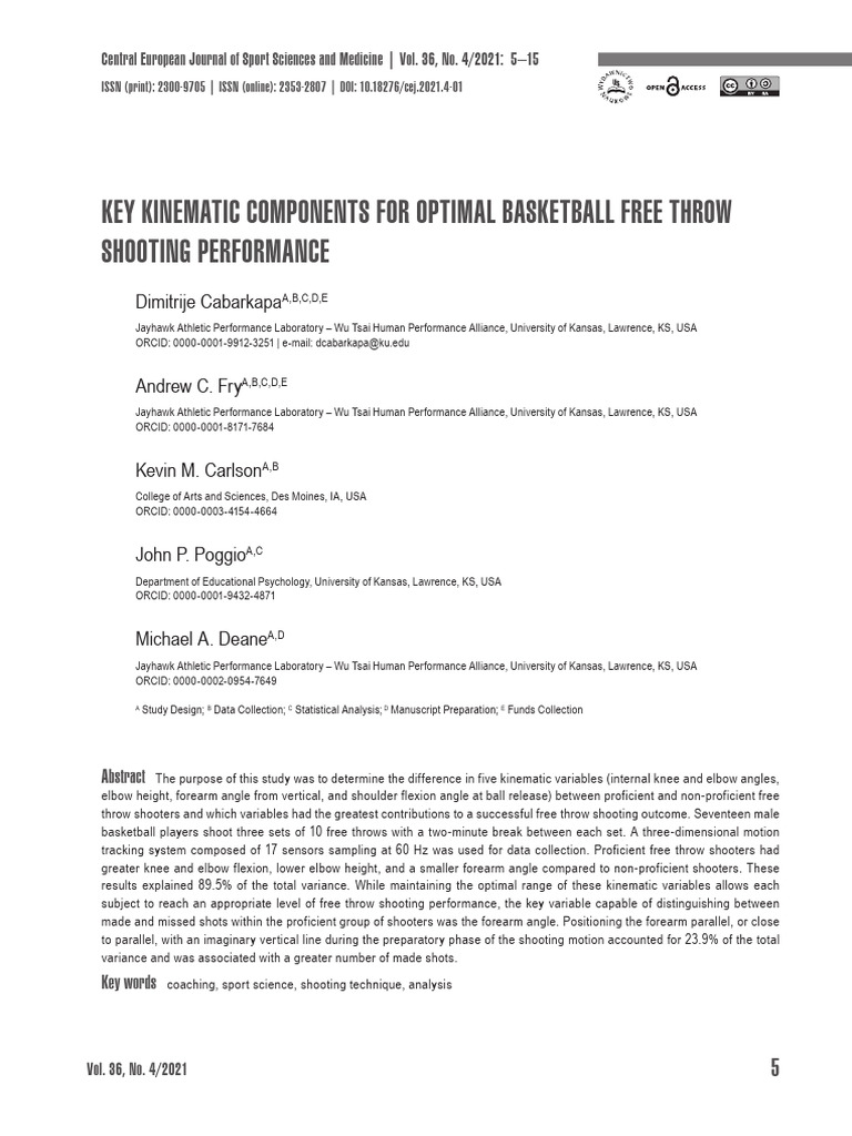 Key Kinematic Components For Optimal Basketball FR | PDF | Kinematics ...