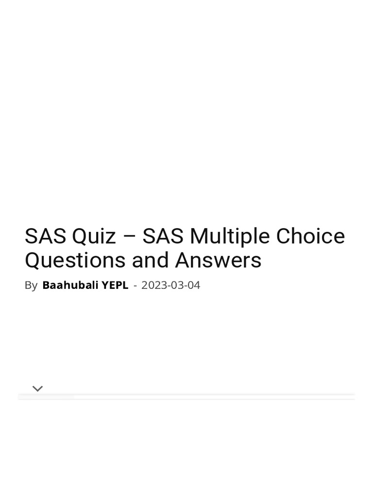 SAS Quiz - SAS Multiple Choice Questions and Answers | PDF | Sas (Software) | Statistics