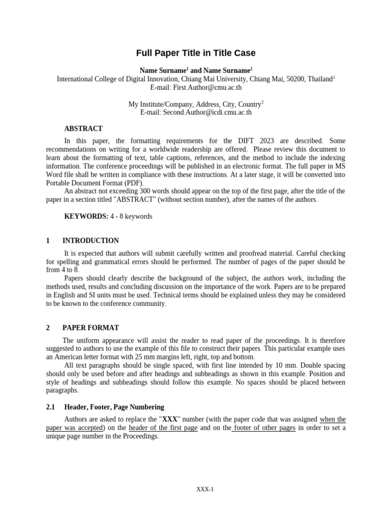 FullPaper Template | PDF | Citation | Proofreading