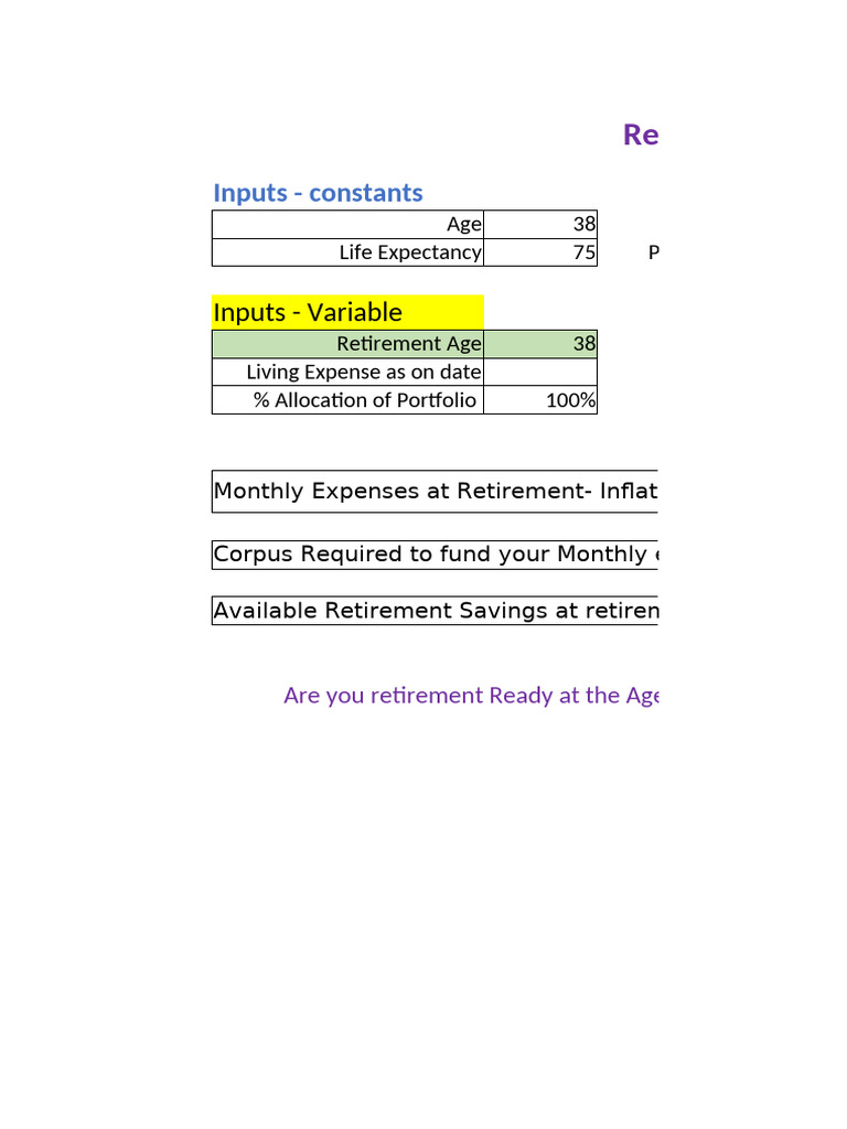 Retirement Readiness Analysis Tool | PDF | Finance & Money Management