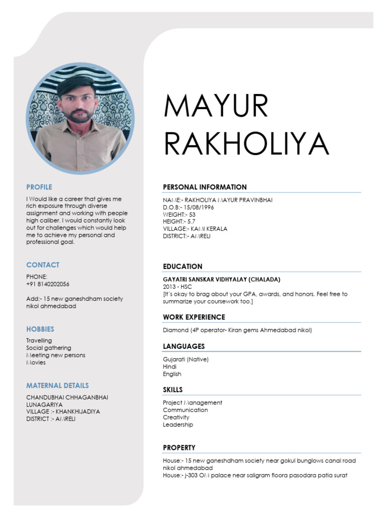 Mayur Biodata | PDF