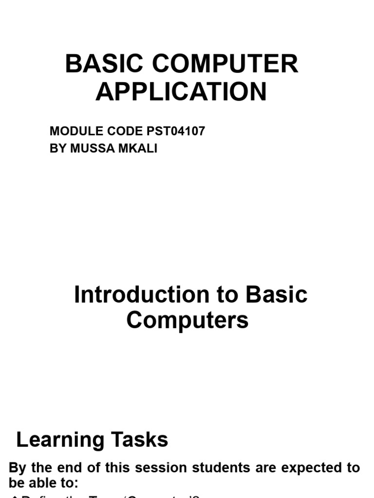 Introduction to Basic Computer Applications | PDF | Input/Output | Data