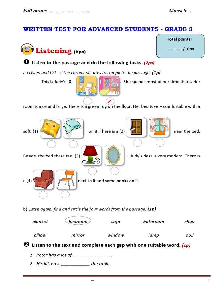 Advanced Test Grade 3 Pdf