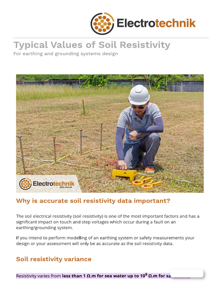 Typical Values of Soil Resistivity - ELEK Software | PDF