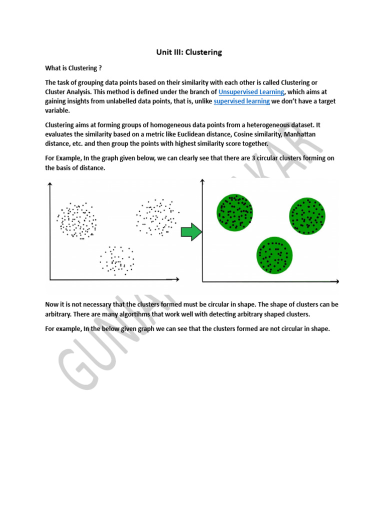 Unit III Clustering | PDF | Support Vector Machine | Cluster Analysis
