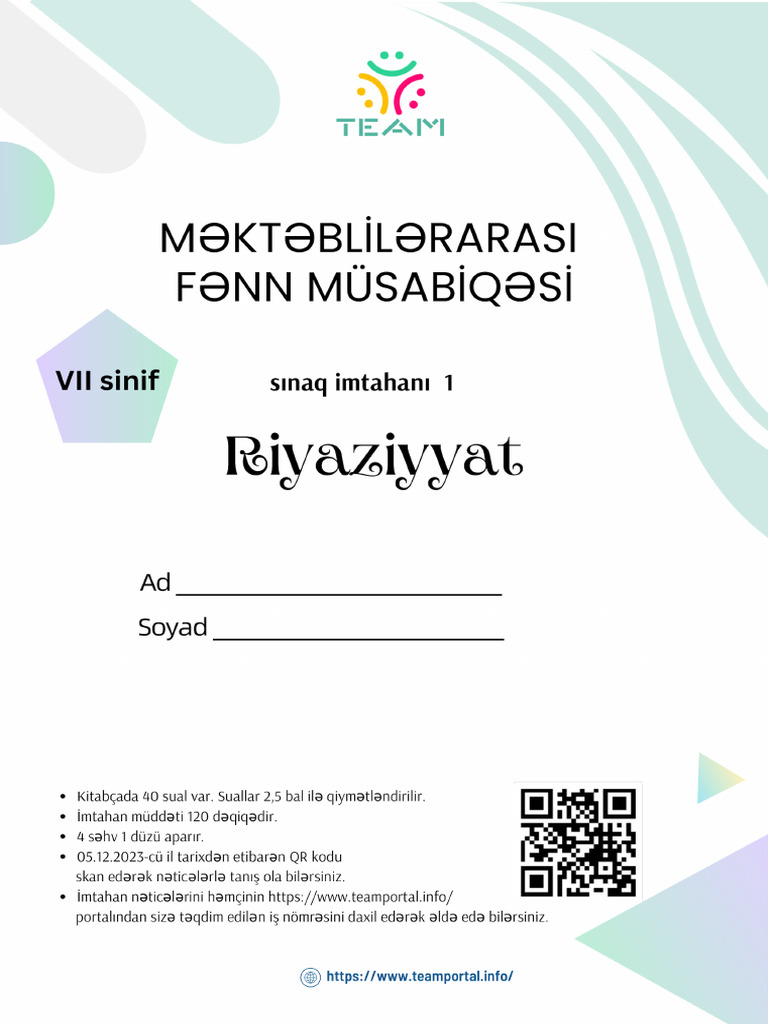 Riyaziyyat 7 (RFM) | PDF