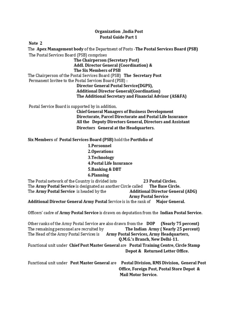 India Post Postal Guide Part 1 | PDF | License | Postage Stamp