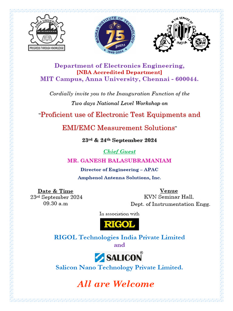 EMI-EMC Inauguration Invitation | PDF | Engineering | Electricity