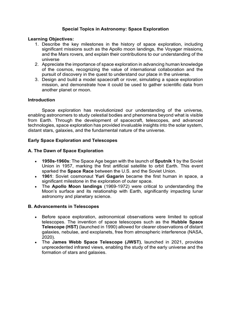 Special Topic 1 Space Exploration | PDF | Space Exploration | Nasa