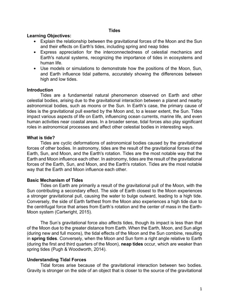 Tides in Astronomy Revised | PDF | Tide | Moon