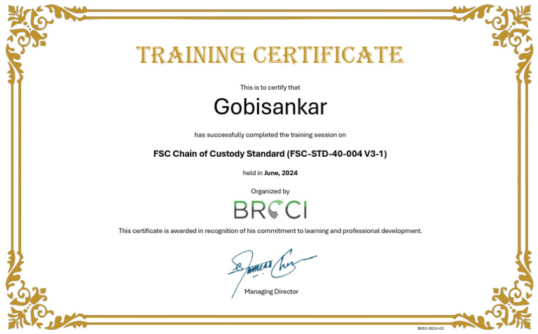 Dprint - Gobi Certificate - FSC | PDF
