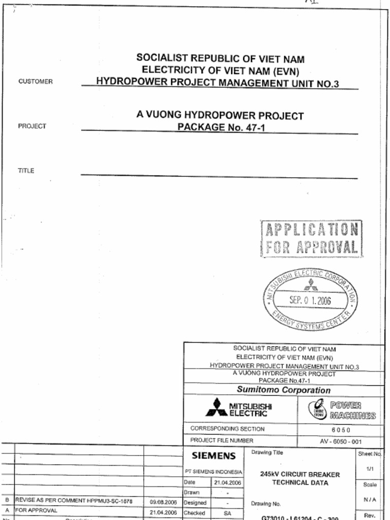 AV-6050-001-245kV Circuit Breaker Technical Data-Rev B (Thu 0253) | PDF
