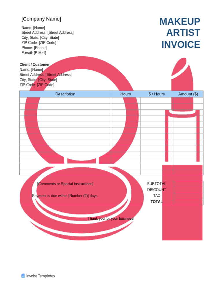 Makeup Artist Invoice Template | PDF | Finance & Money Management