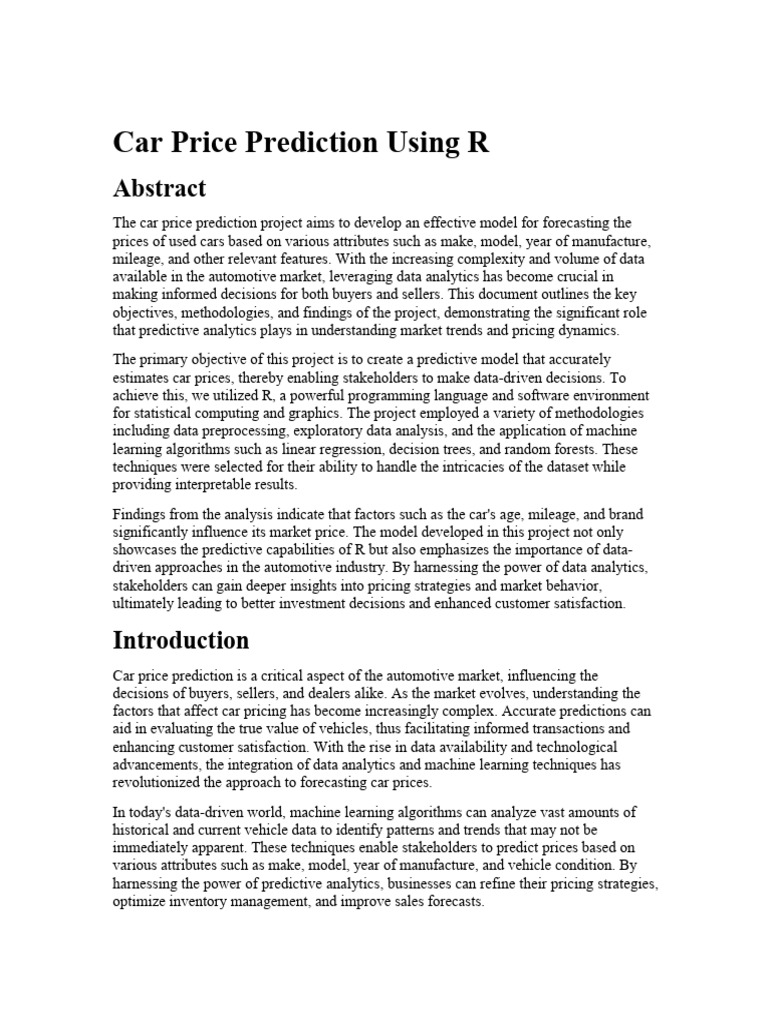 Car Price Prediction | PDF | Analytics | Machine Learning