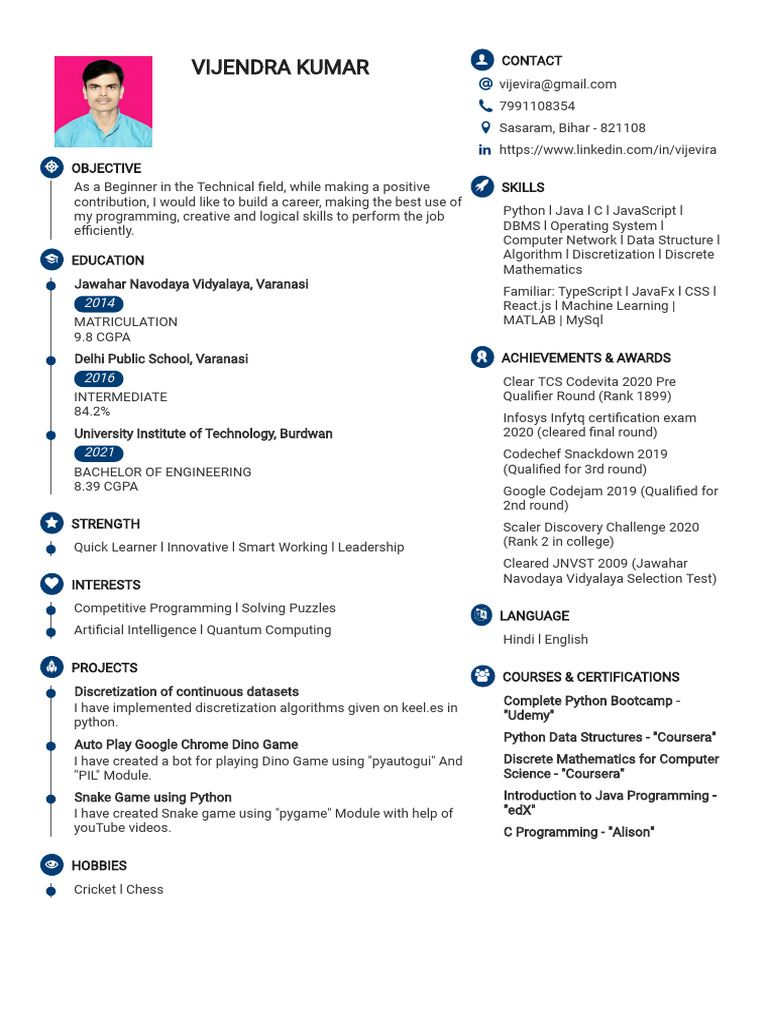 Vijendra Kumar Resume | PDF | Computing | Computer Science