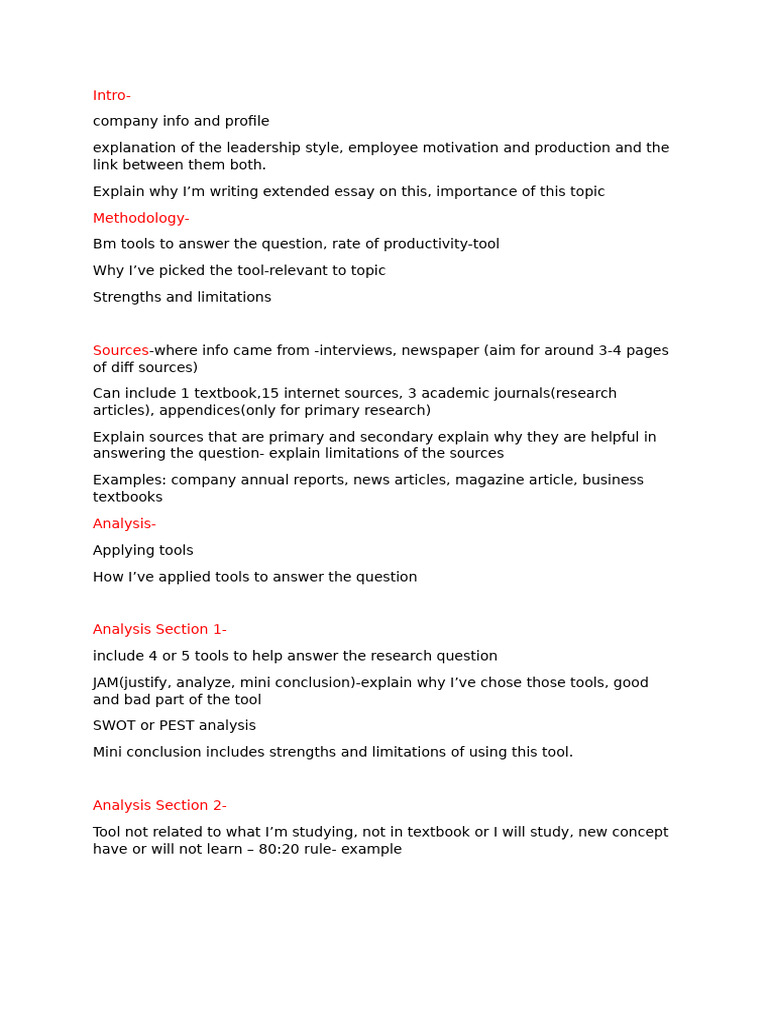 Extended Essay Structure | PDF | Career & Growth | Business