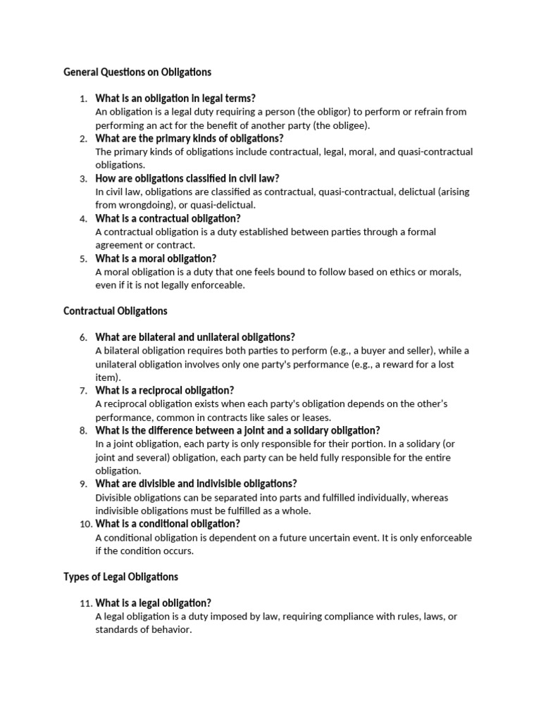 Understanding Legal Obligations | PDF | Law Of Obligations | Debt