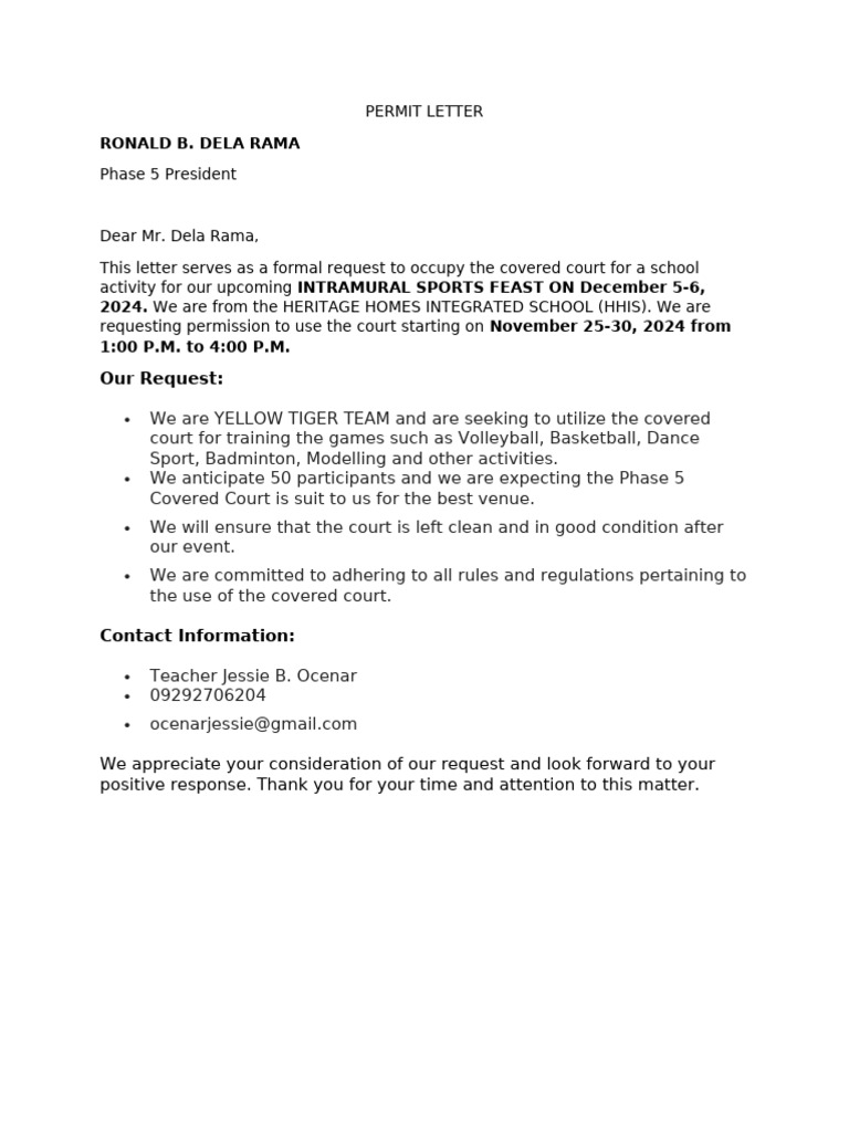 Permit Letter | PDF | Career & Growth | Law