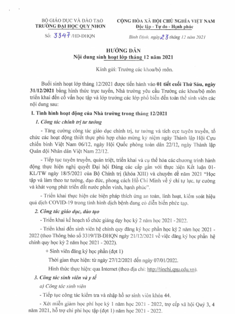 3347-HD-CTCTSV-N I Dung Sinh Ho T L P | PDF