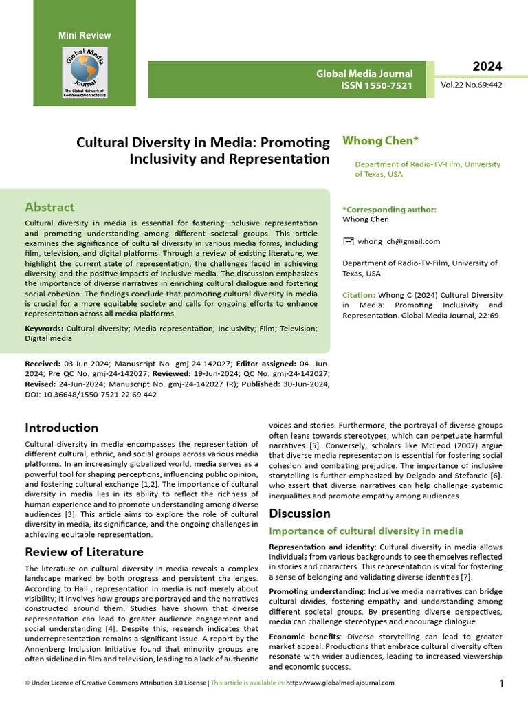 Cultural Diversity in Media Representation | PDF | Narrative | Cultural ...