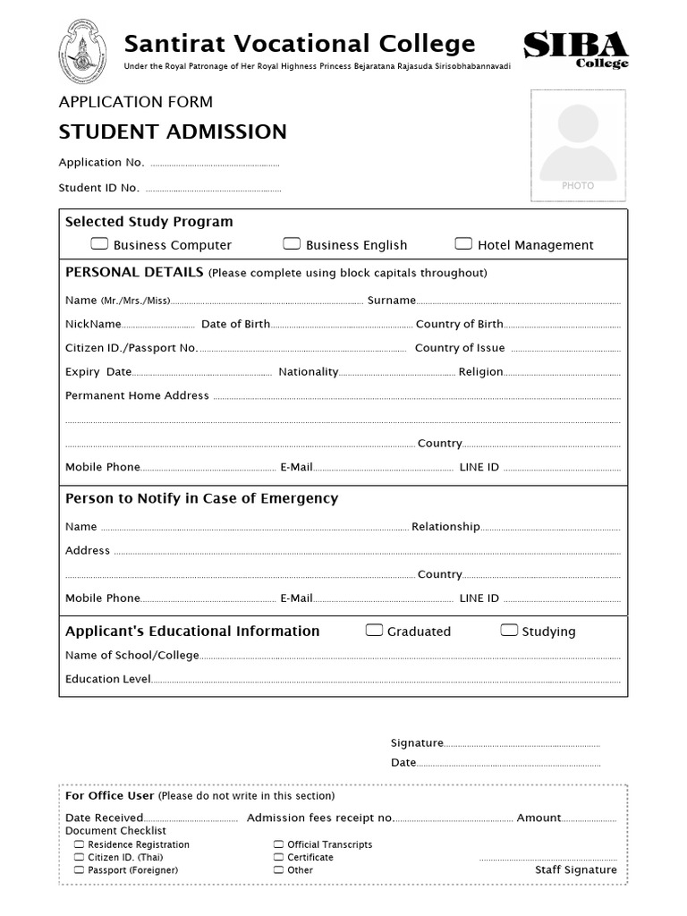 Application Form (SIBA College) | PDF | Government And Personhood