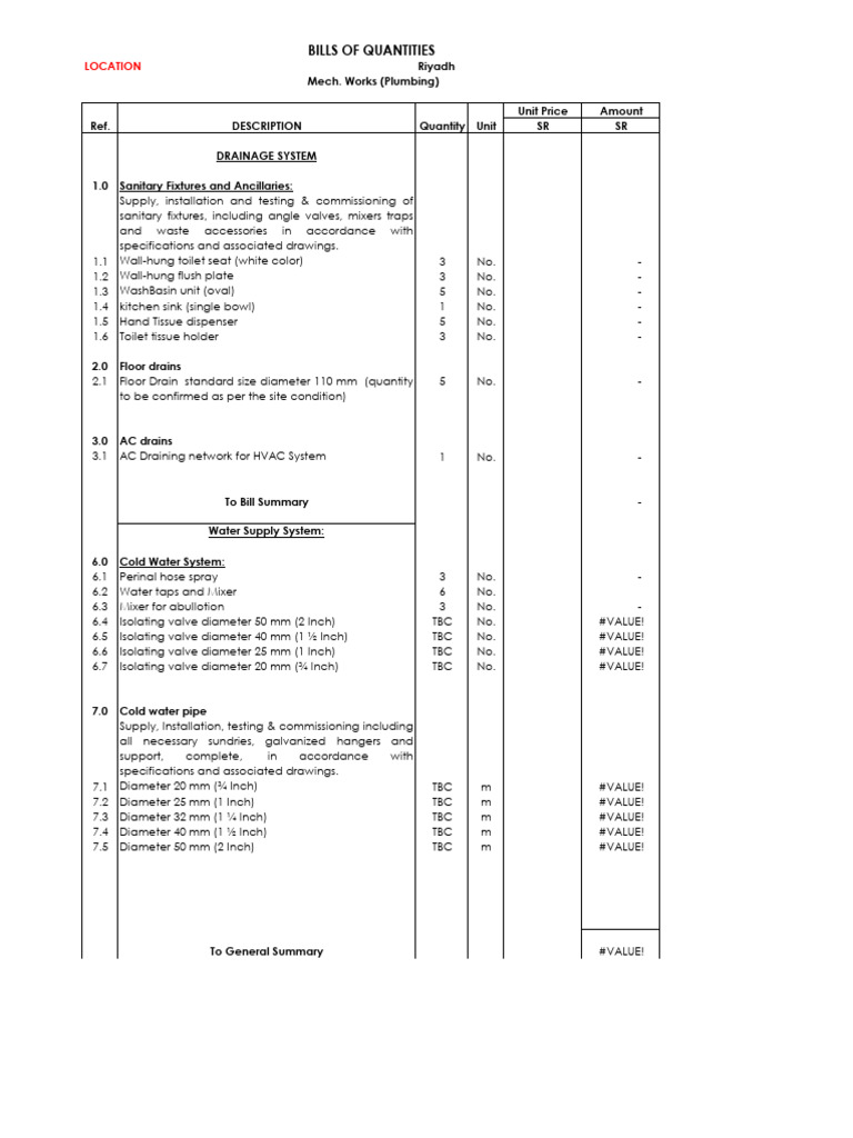 Plumbing BOQ - Martin Showroom | PDF | Pump | Valve