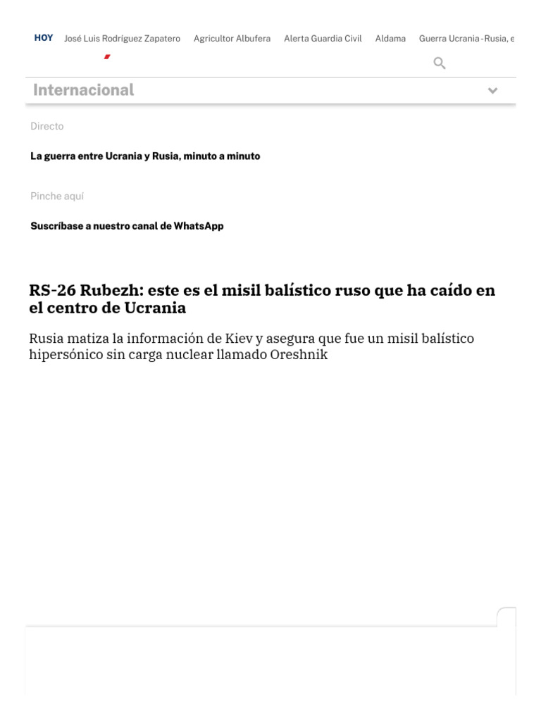 RS-26 Rubezh - Este Es El Misil Balístico Ruso Que Ha Caído en El Centro de Ucrania | PDF ...